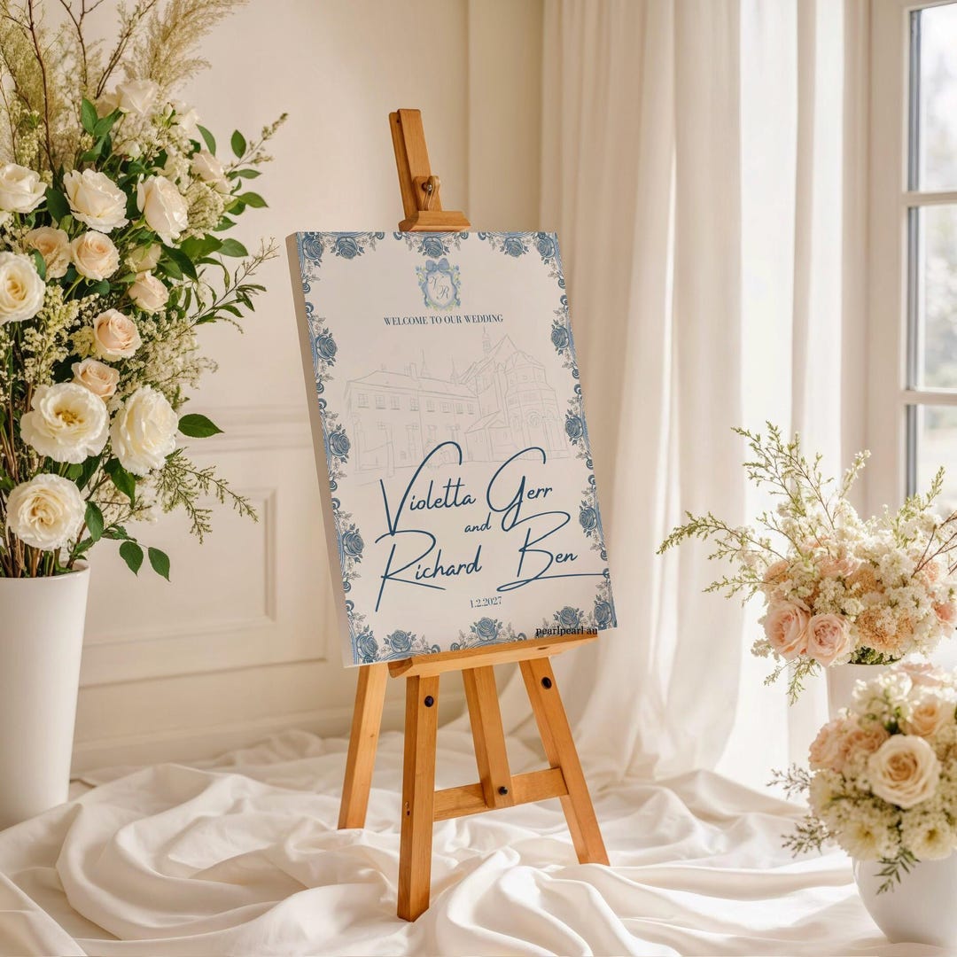 1 Rococo Blue Welcome Signs Template, Welcome to Our Wedding, Editable ...
