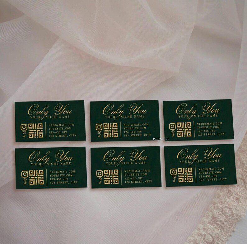 Luxury Business Card Template, Old Money, Green Dark, Canva QR Code ...
