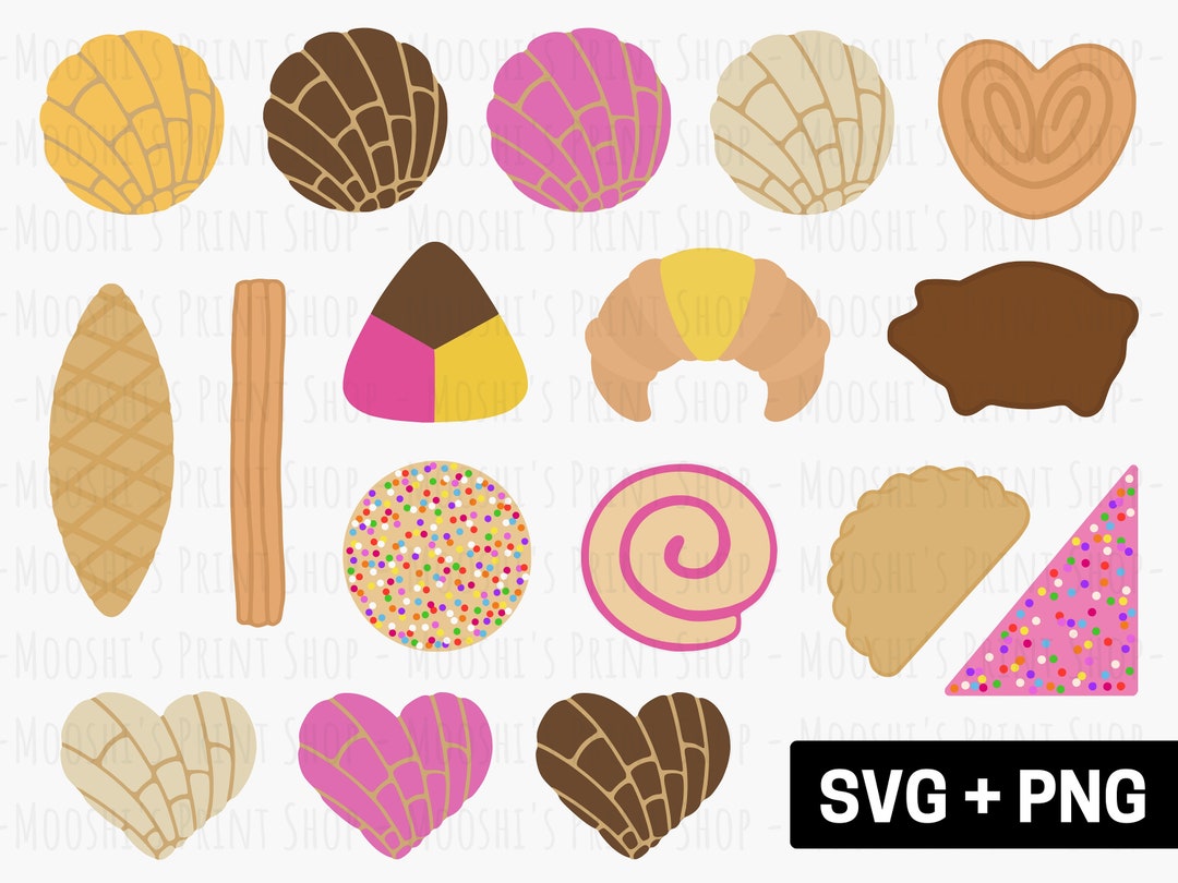 Pan Dulce Clipart Bundle, Assorted Mexican Sweet Bread Pastry Graphics ...