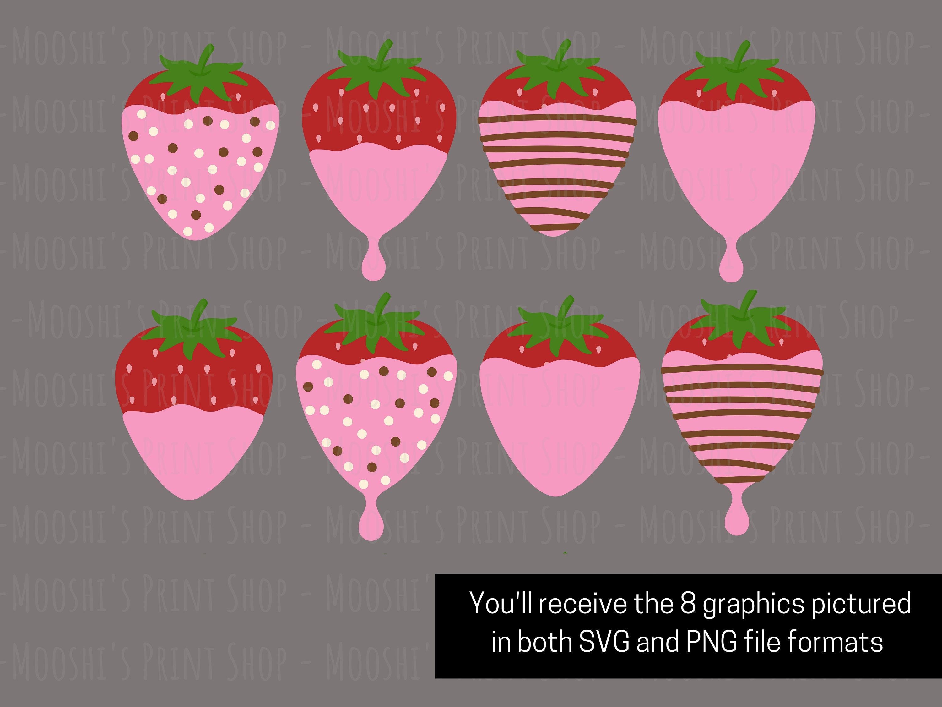 Pink Chocolate Covered Strawberries Clipart Bundle, Cute Valentine's ...