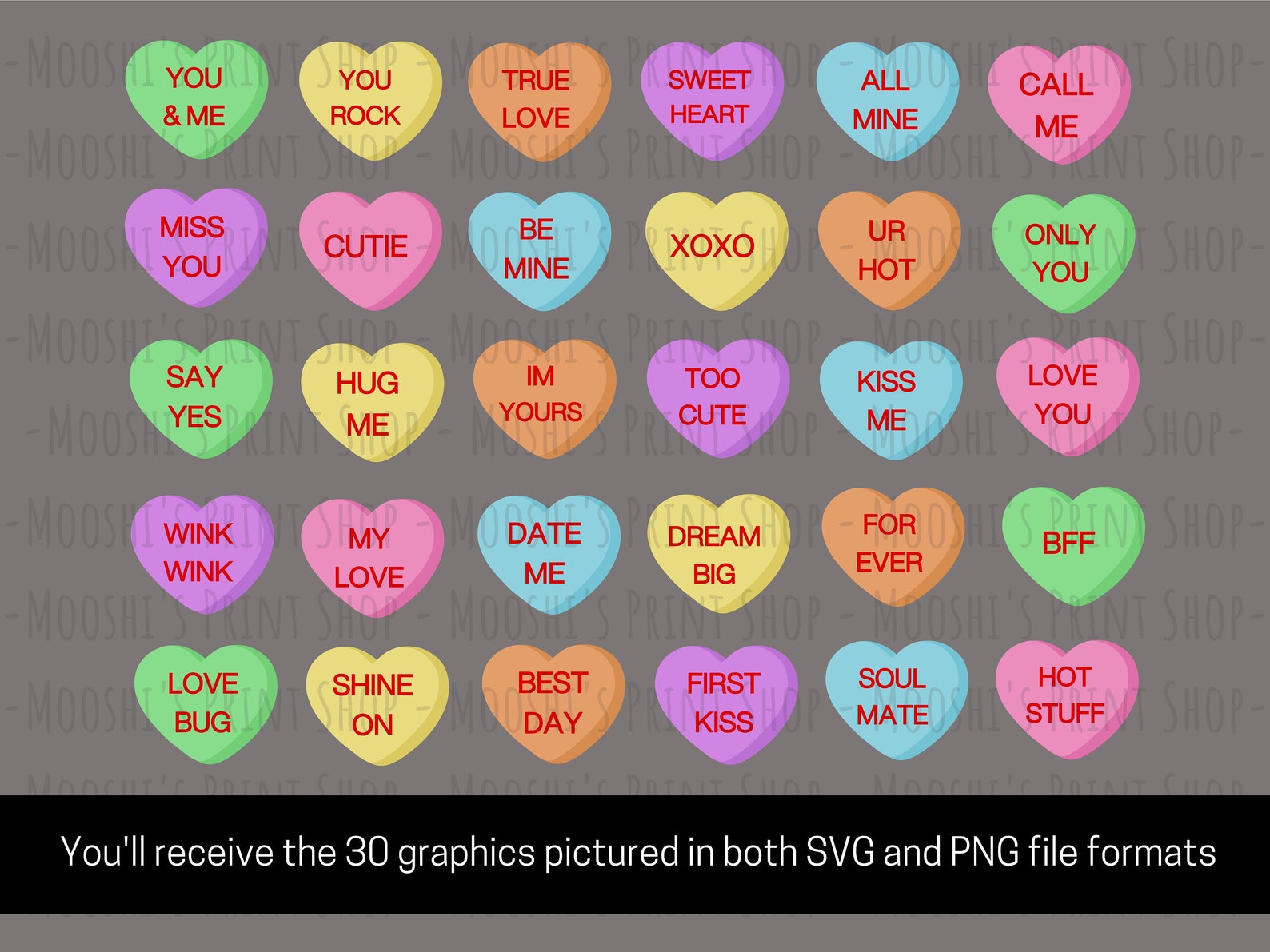 Anti Valentine's Conversation Hearts Clipart Bundle, Funny Rejection ...