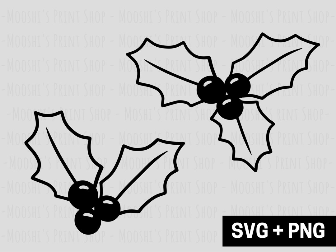 Holly Clipart Christmas Holly Outline Holiday Easy Simple - Etsy