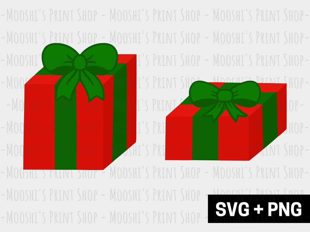 Red Christmas Presents Clipart Bundle, Trendy Holiday Green Tied Bow ...