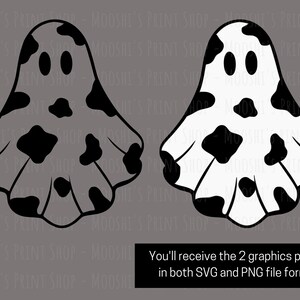 Cow Print Ghost Clipart, Cute Halloween Cow Hide Pattern Black Outline ...