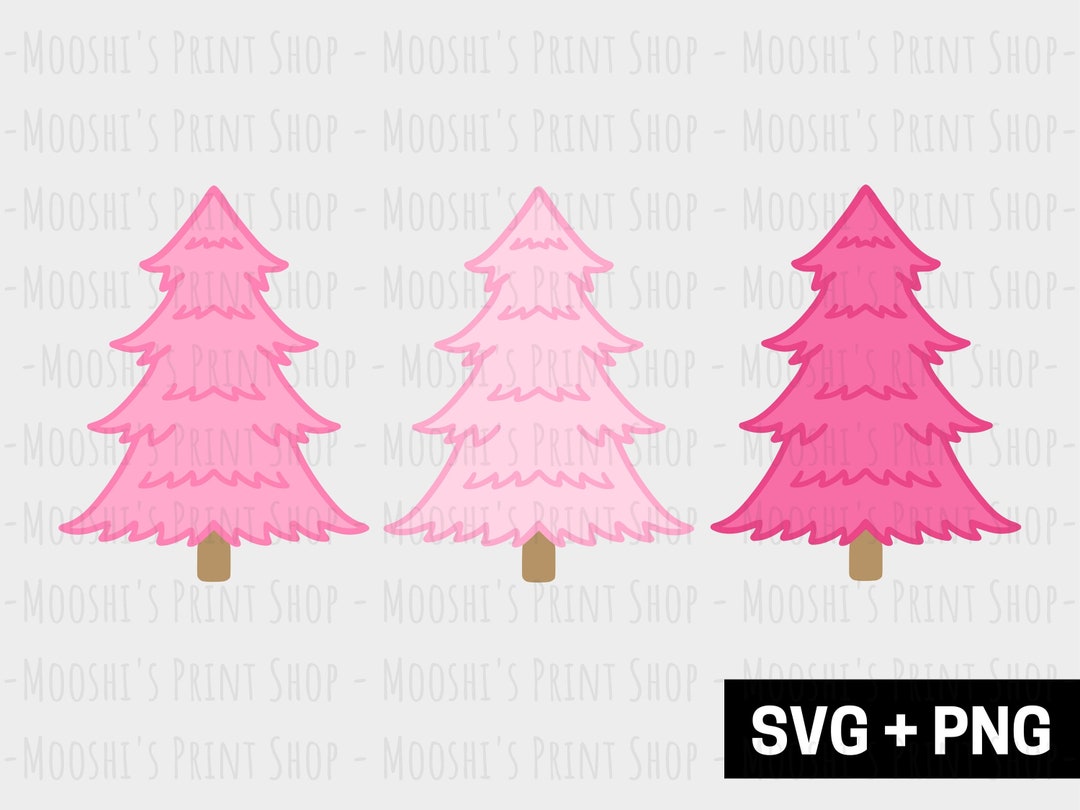 Pink Trees Clipart, Simple Christmas Holiday Pine Tree Graphics, Fluffy ...