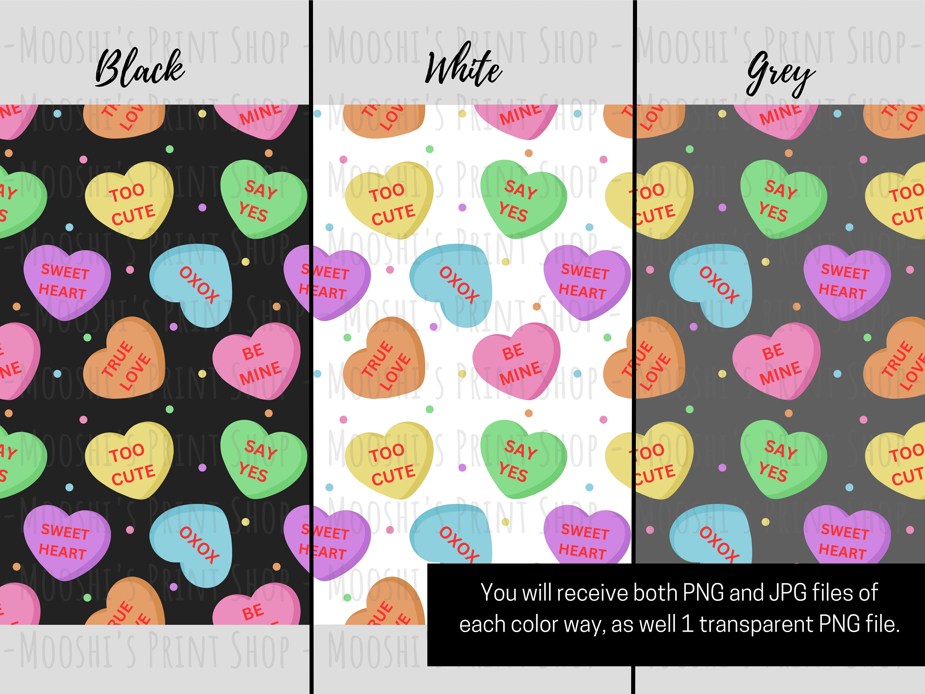 Conversation Hearts Digital Paper, Valentine's Day Candy Heart Message ...
