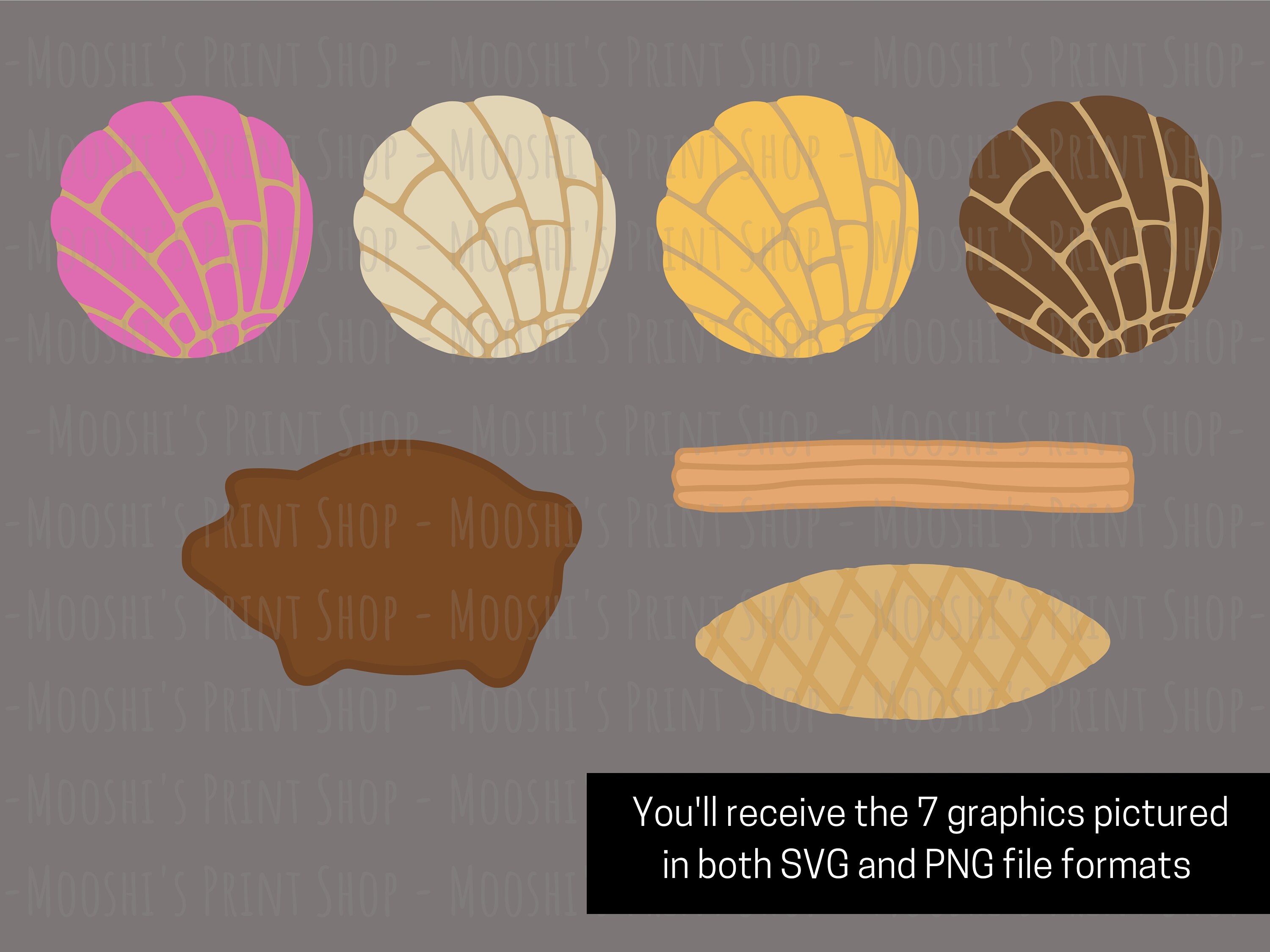 Pan Dulce Clipart Bundle, Assorted Mexican Sweet Bread Pastry Graphics ...