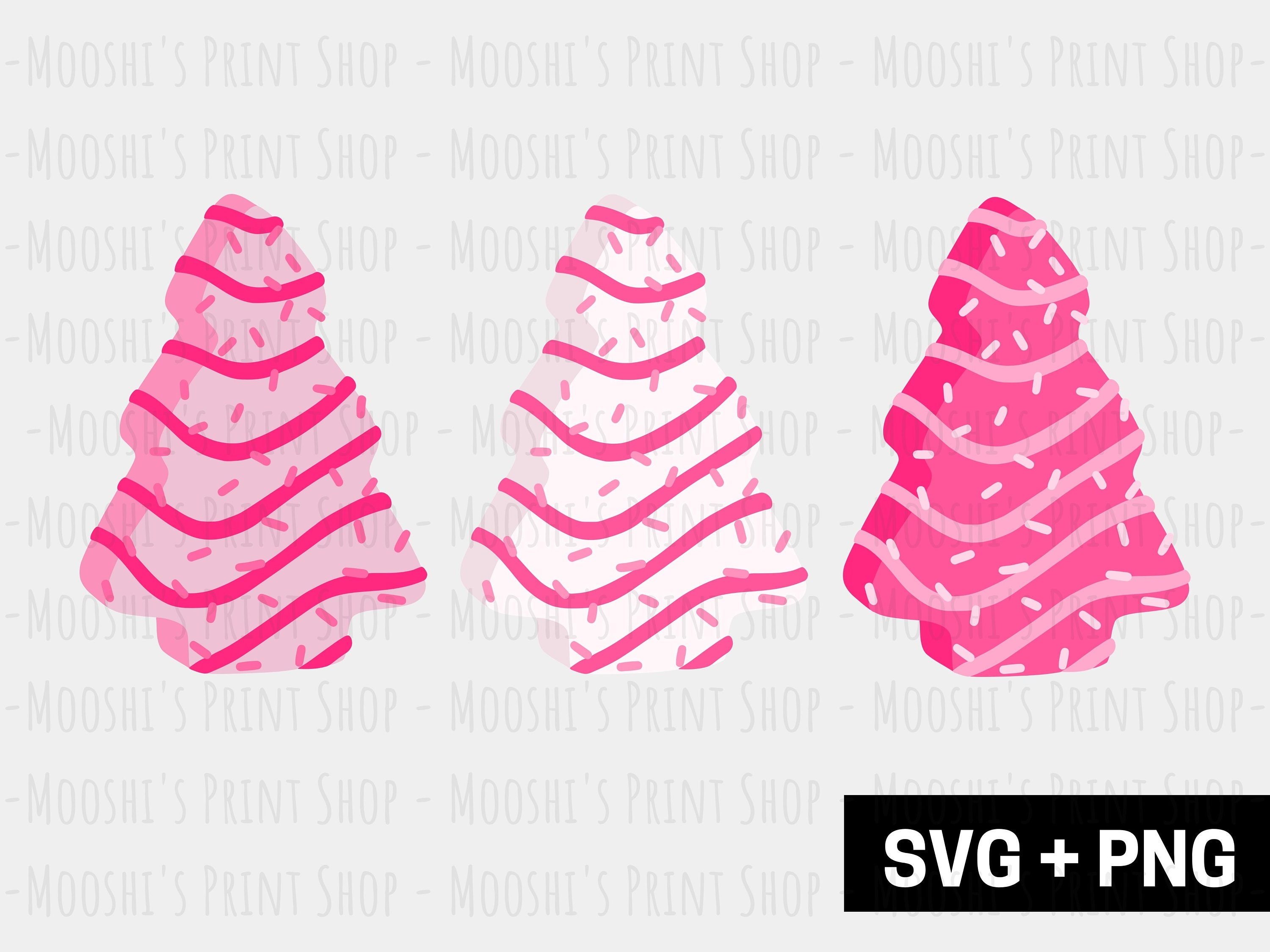 Pink Christmas Tree Snack Cake Clipart Bundle, Trendy Holiday Xmas ...