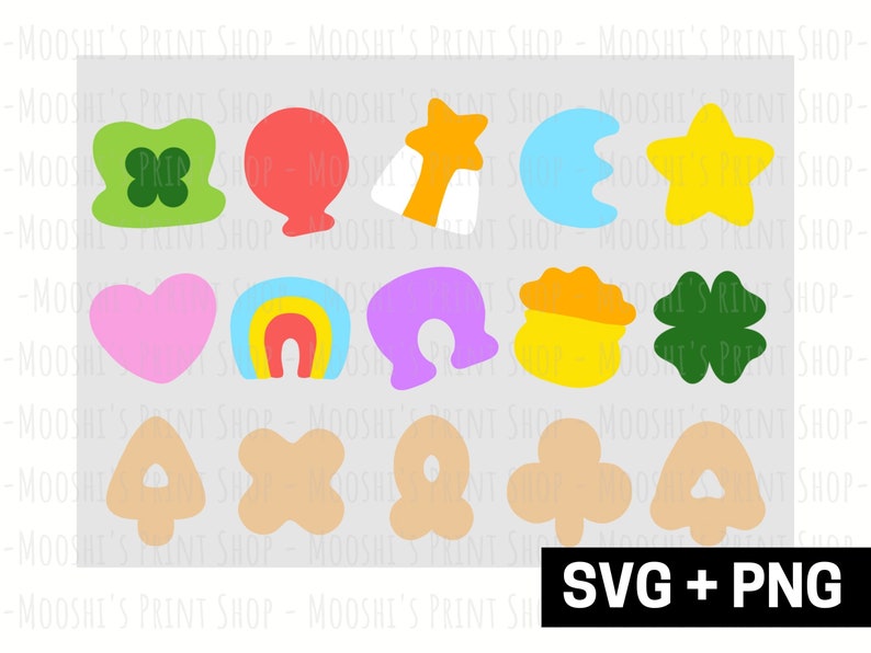 Lucky Charms SVG Image, Marshmallow Puffs Cereal Design Graphics, 16 ...