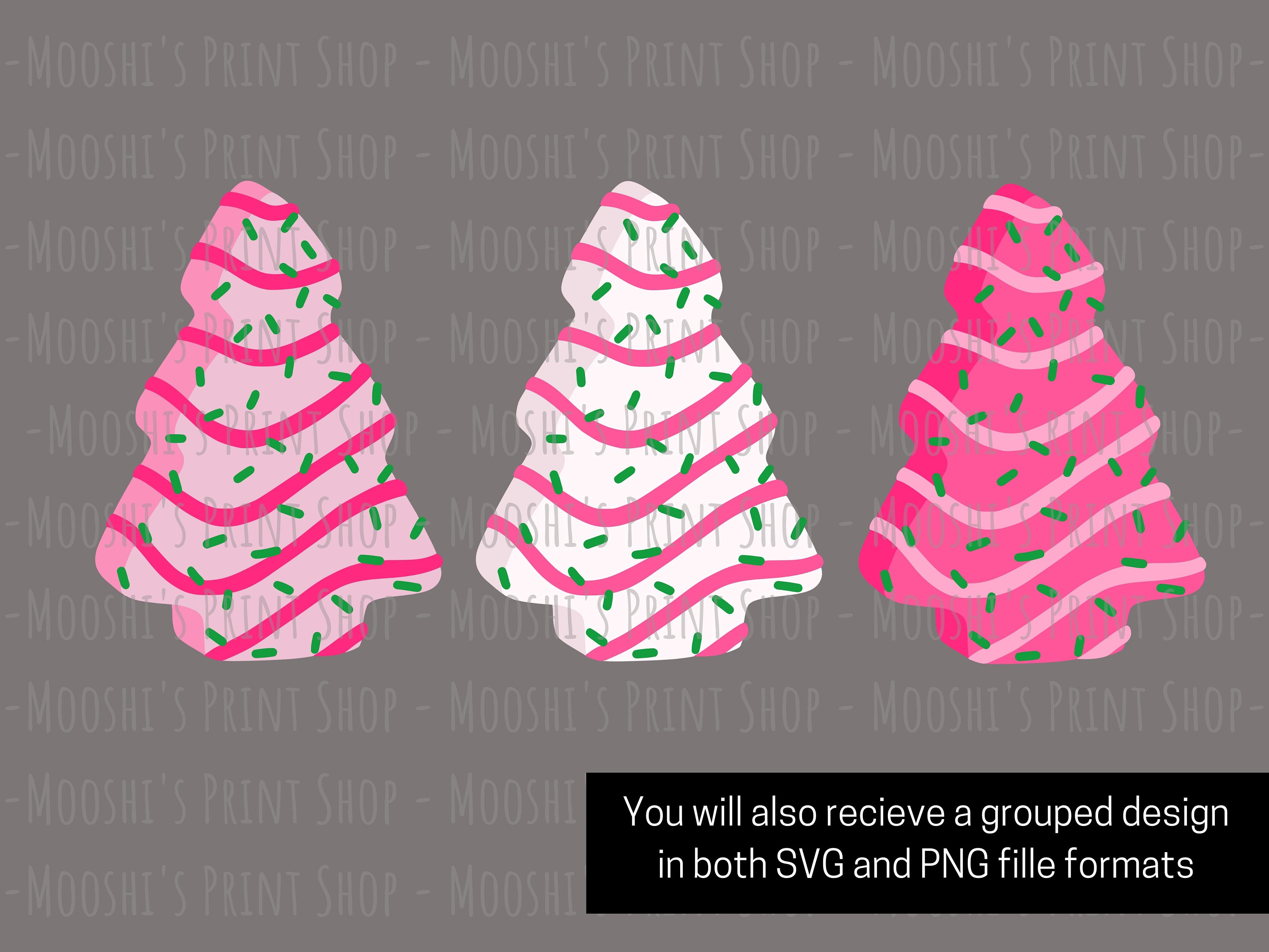 Pink Christmas Tree Snack Cake Clipart Bundle, Trendy Holiday Xmas ...