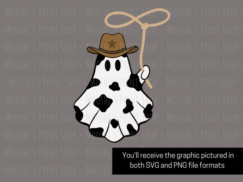 Cowboy Ghost Clipart Cute Halloween Western Cow (Download Now) - Etsy