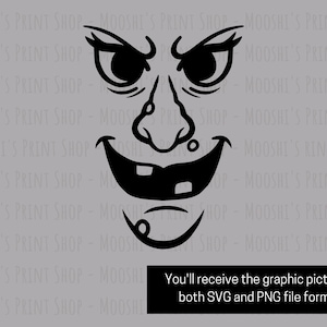 Witch Face Clipart, Halloween Eyes Mouth Outline Simple Black ...