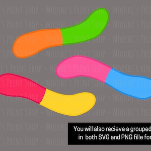 Gummy Worms Clipart Bundle, Colorful Sour Chewy Candy Graphics, Cute ...