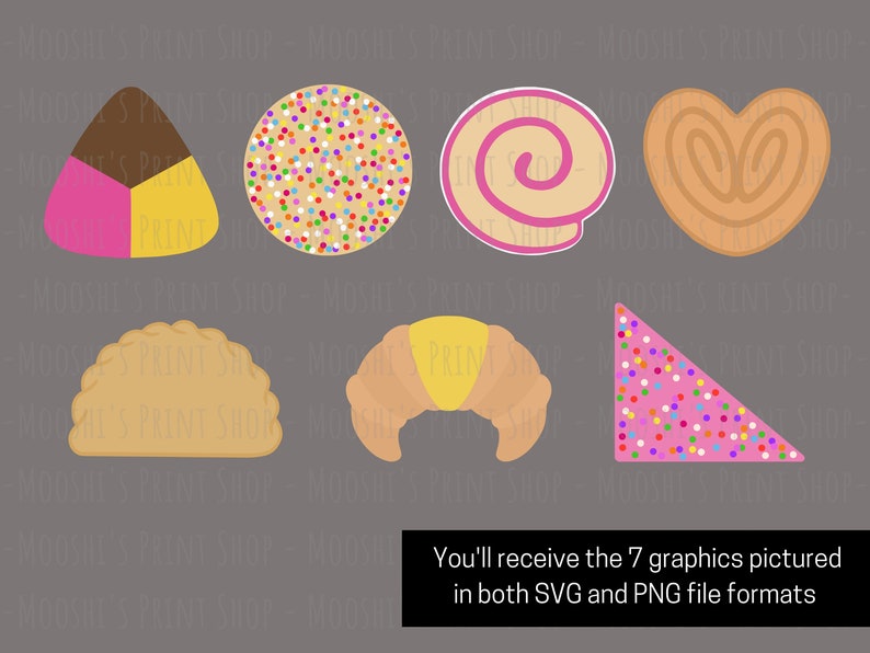 Pan Dulce Clipart Bundle, Assorted Mexican Sweet Bread Pastry Graphics ...