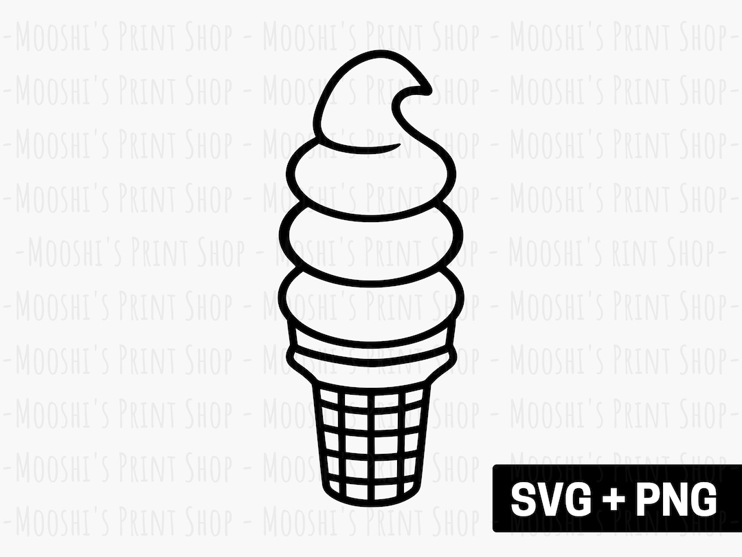 Soft Serve Ice Cream Cone Outline Clipart, Cute Classic Swirl Cup Cone ...