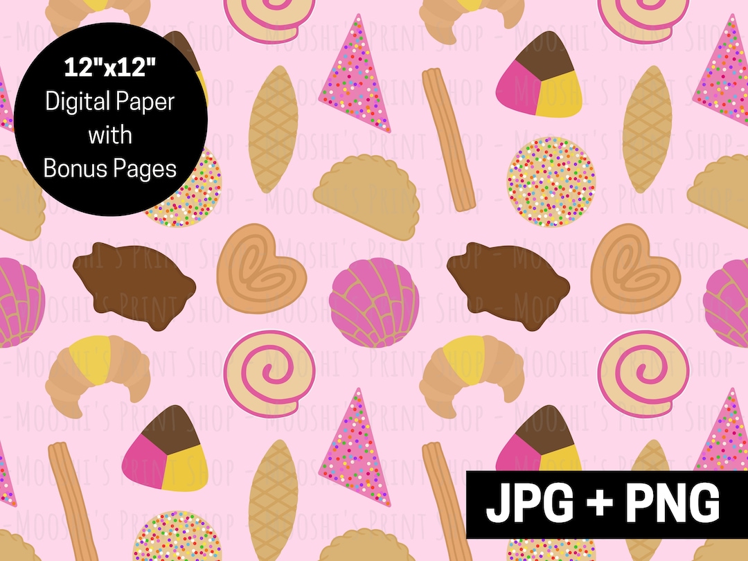 Pan Dulce Digital Paper, Mexican Sweet Bread Pastry Seamless File ...