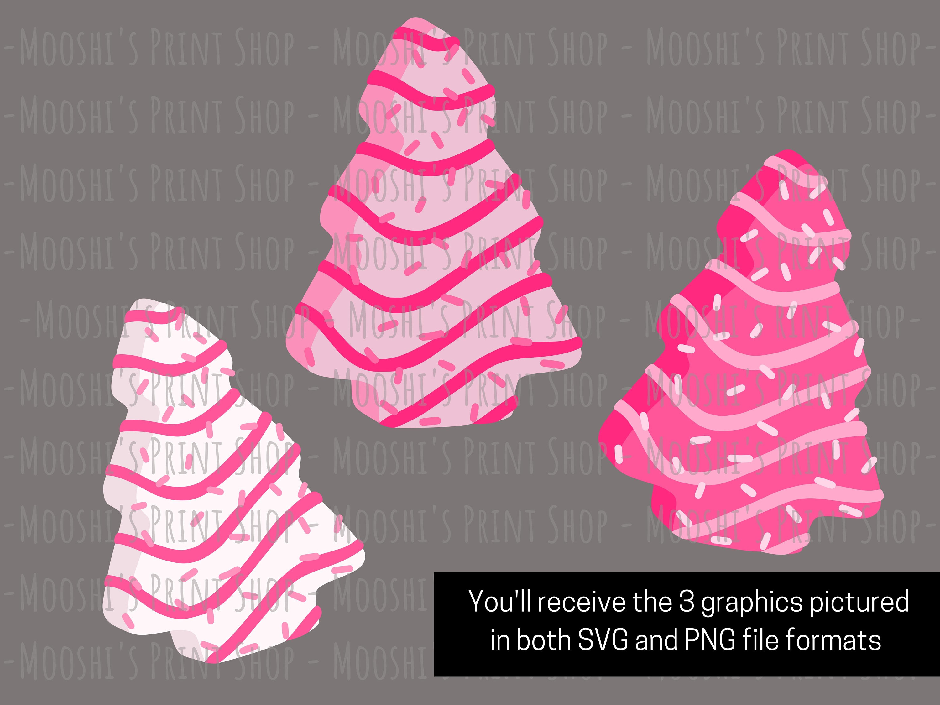 Pink Christmas Tree Snack Cake Clipart Bundle, Trendy Holiday Xmas ...