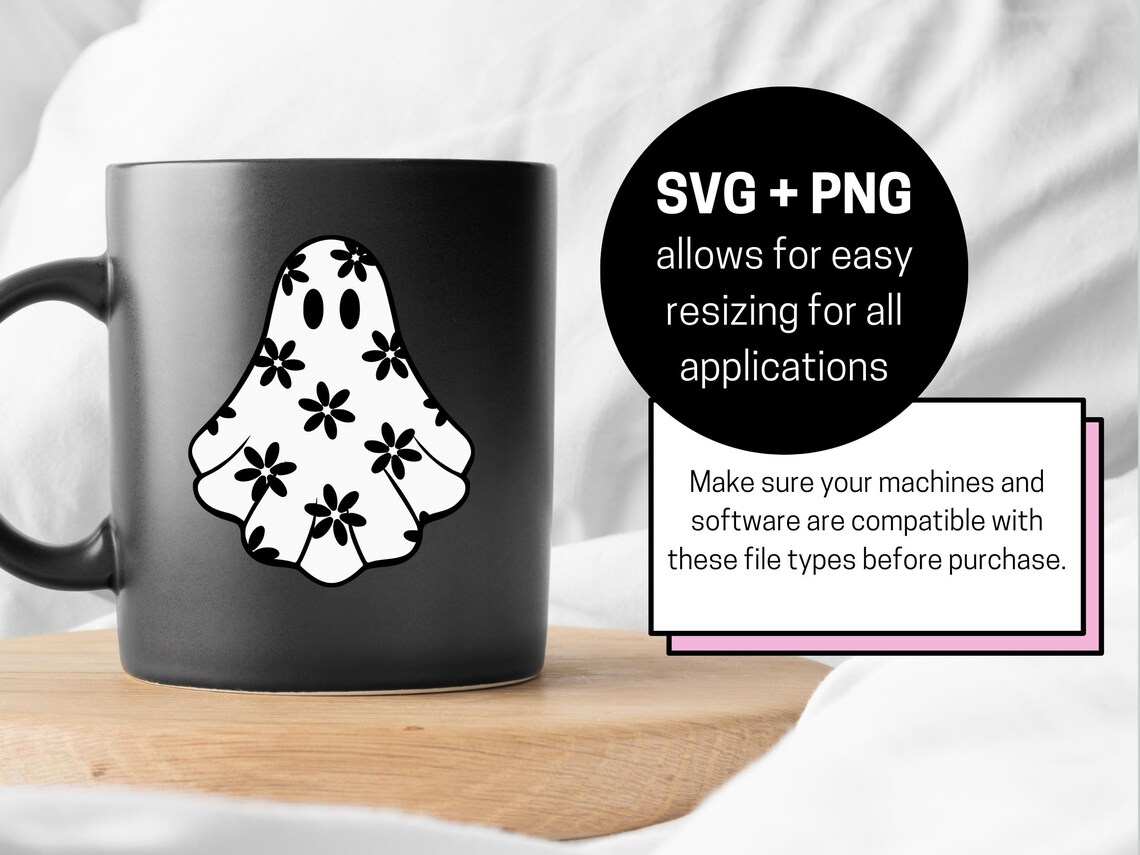 Black Daisy Ghost Clipart, Cute Flower Halloween Bedsheet Floral Ghosty ...