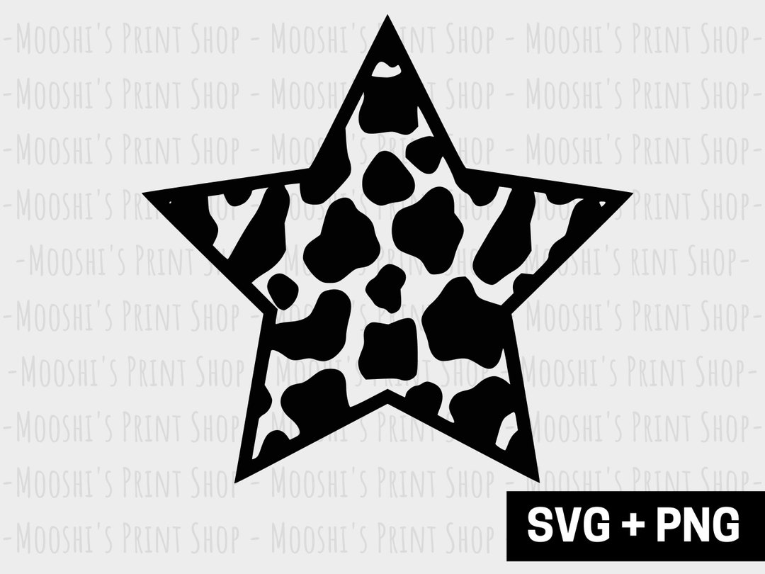 Cow Print Star Shape Clipart, Cowhide Spots Pattern Silhouette, Retro ...