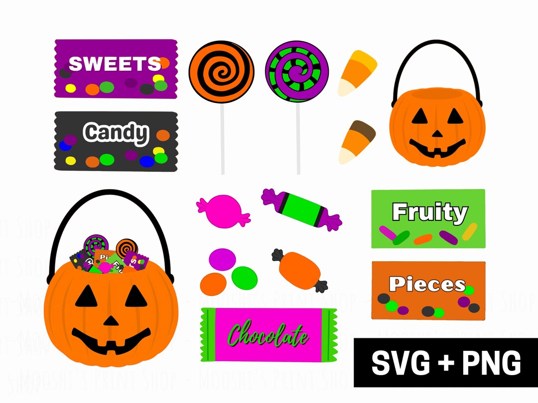 Trick or Treat Pumpkins Pail Clipart Bundle, Halloween Candy Jack-o ...