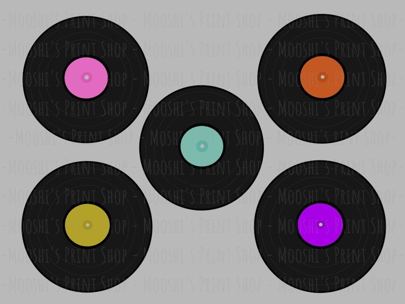 Vinyl Record Player Clipart Bundle Music Notes Colored - Etsy