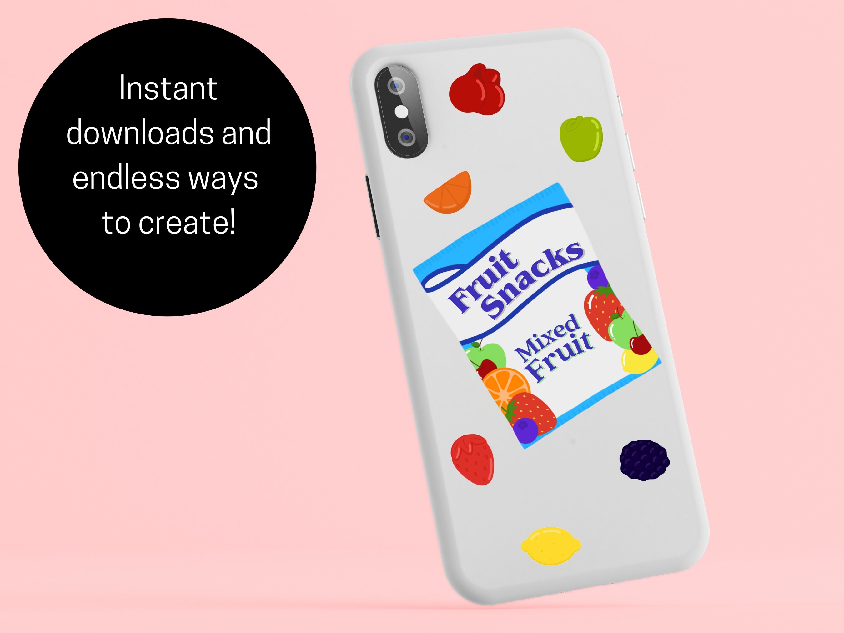 Gummy Fruit Snacks Clipart Bundle, Strawberry Cherry Apple Orange Treat ...