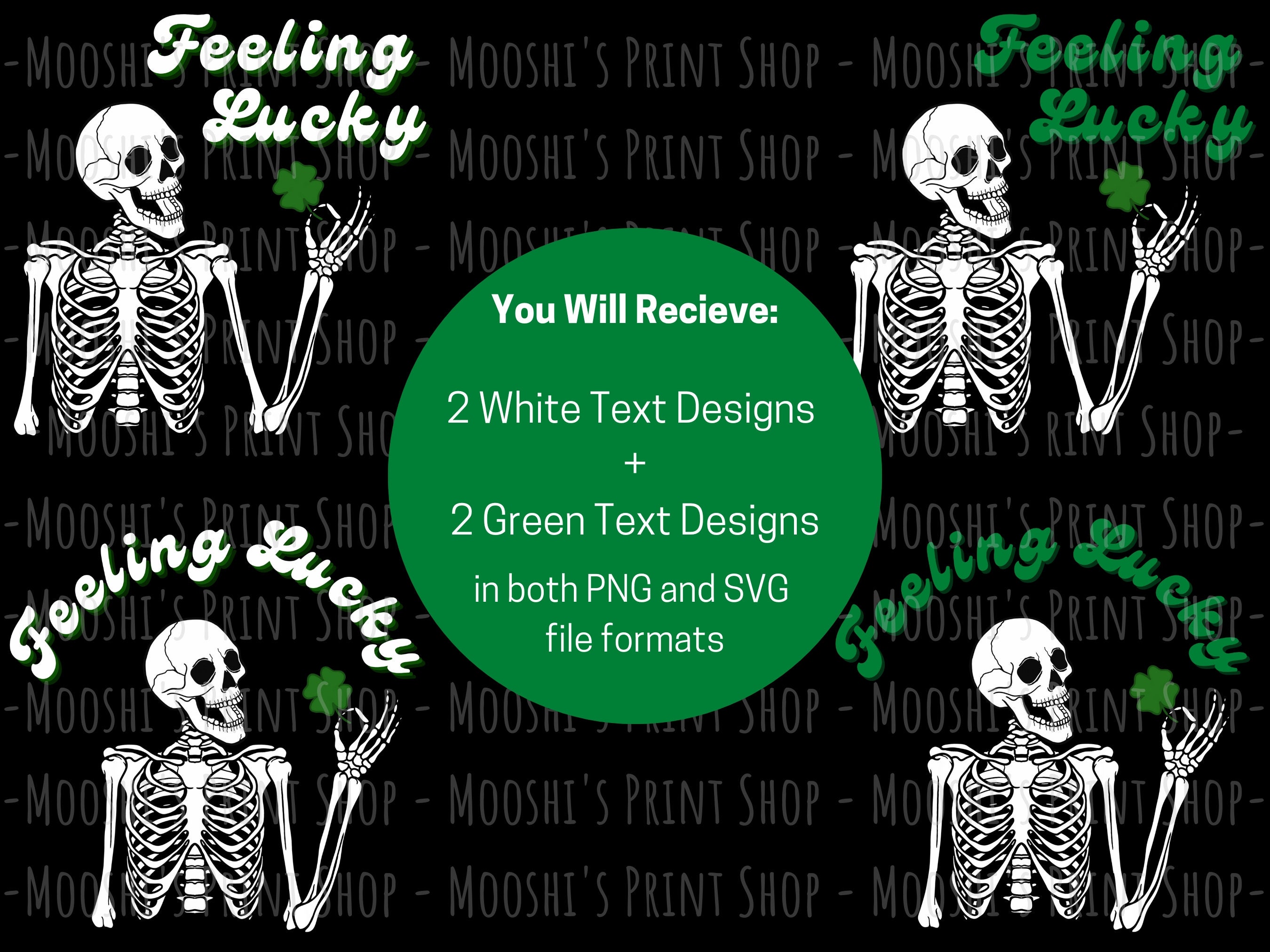 Skeleton Holding Clover SVG, "feeling Lucky" Saint Patrick's Day Image ...