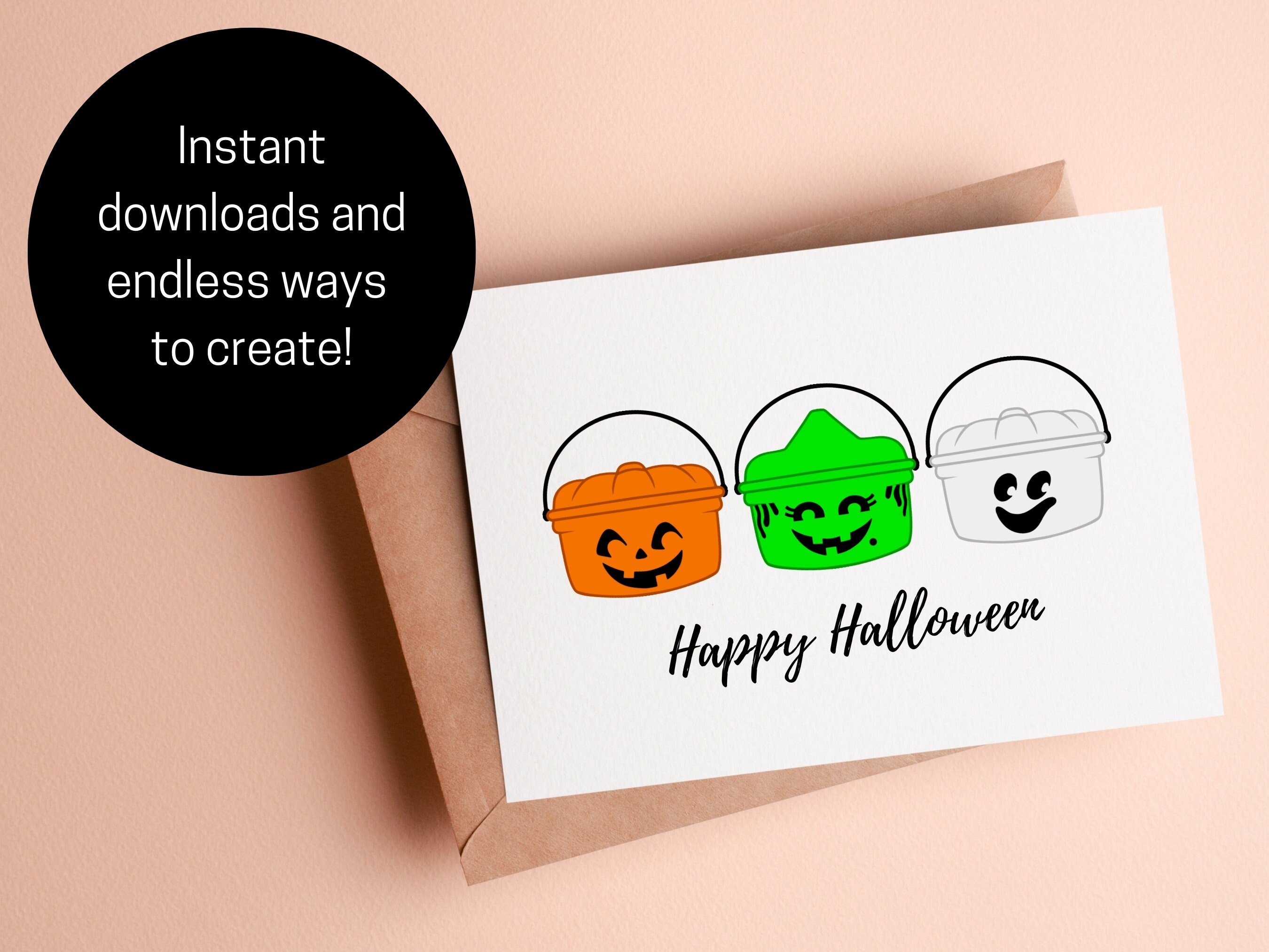 Halloween Trick or Treat Bucket Clipart, Happy Boo Throwback Meal ...