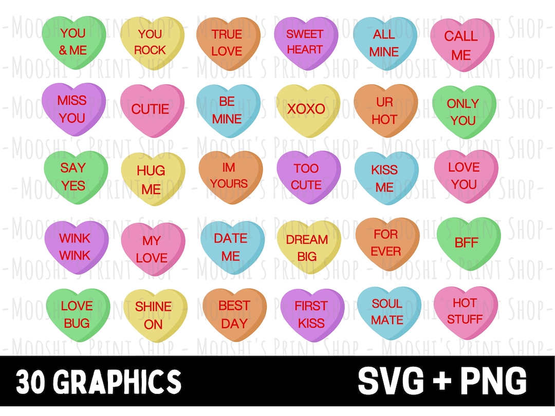 Anti Valentine's Conversation Hearts Clipart Bundle, Funny Rejection ...