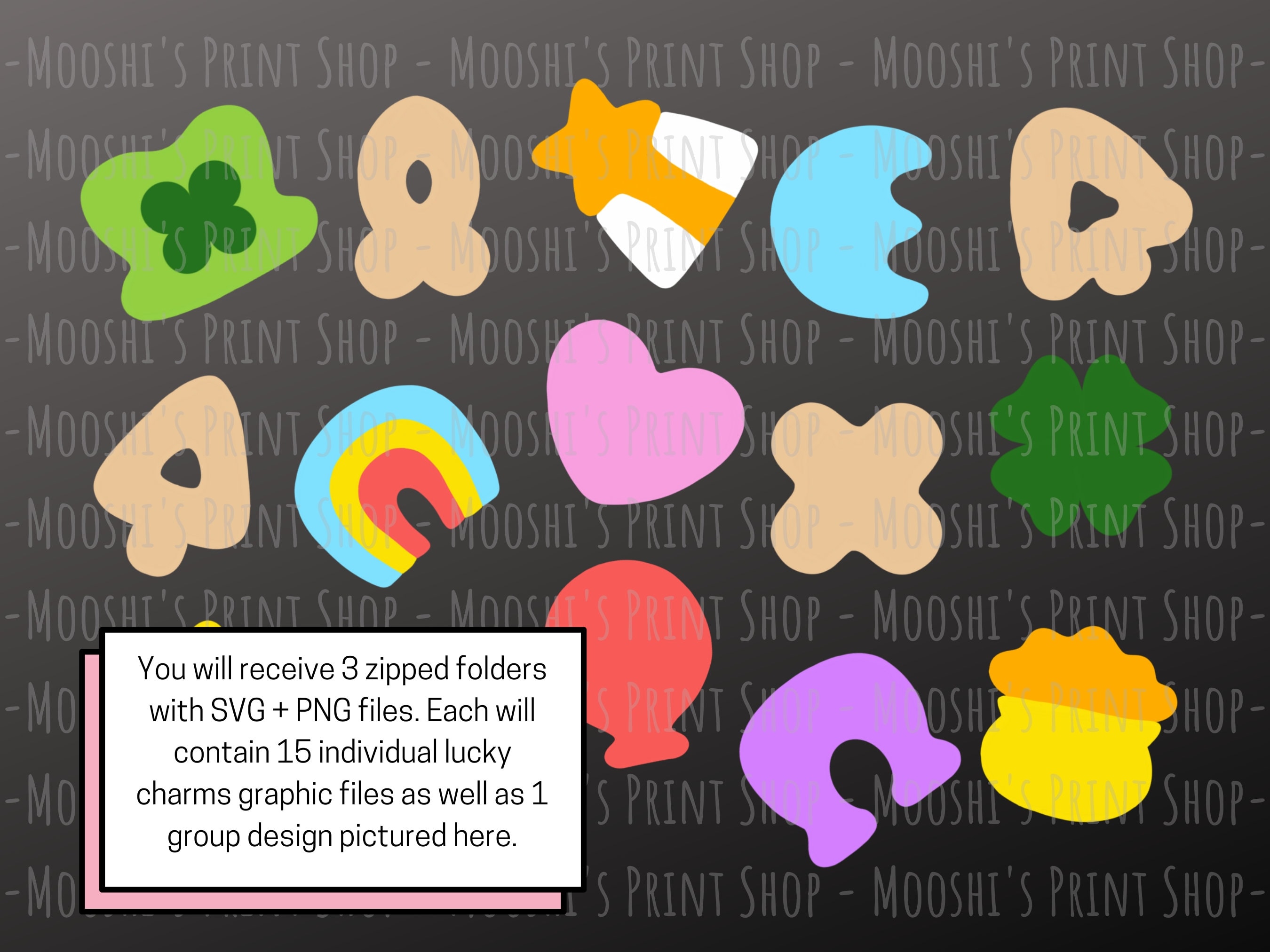 Lucky Charms SVG Image, Marshmallow Puffs Cereal Design Graphics, 16 ...