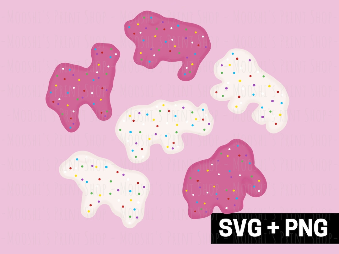 Frosted Circus Animal Cookies Clipart, Pink and White Sprinkle Design ...