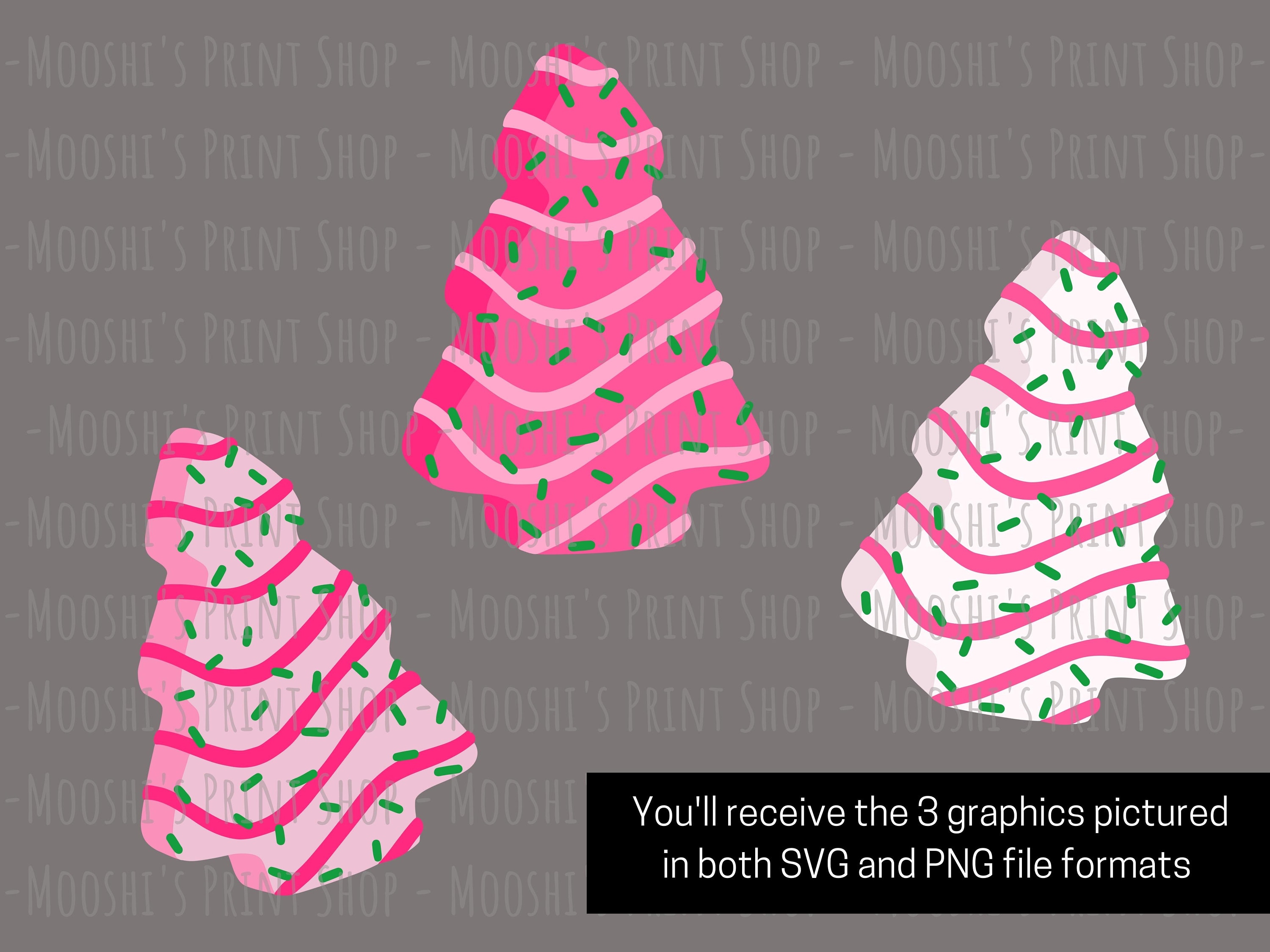 Pink Christmas Tree Snack Cake Clipart Bundle, Trendy Holiday Xmas ...