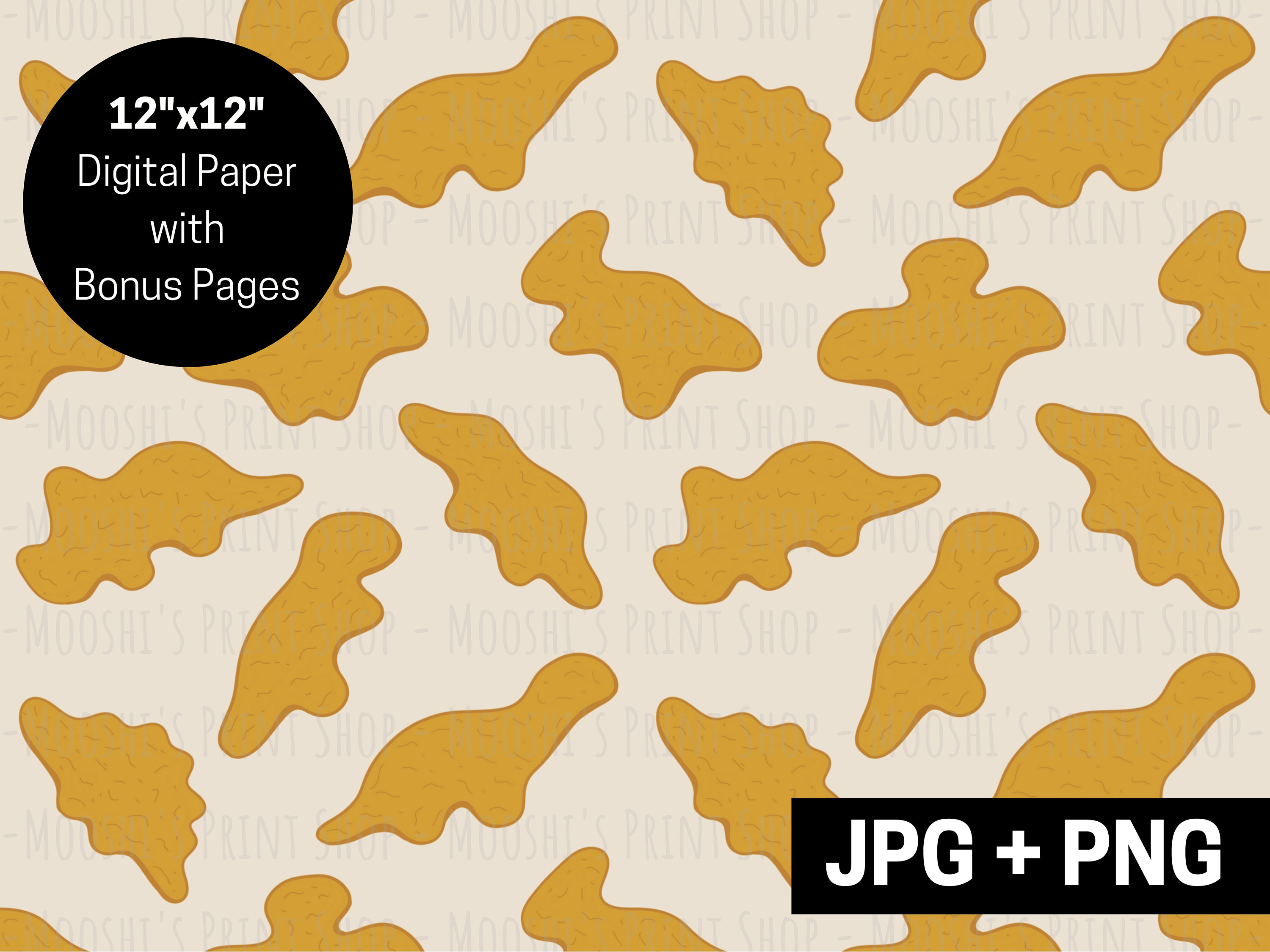 Dino Chicken Nugget Seamless File, Dinosaur Chicken Nugget Digital ...