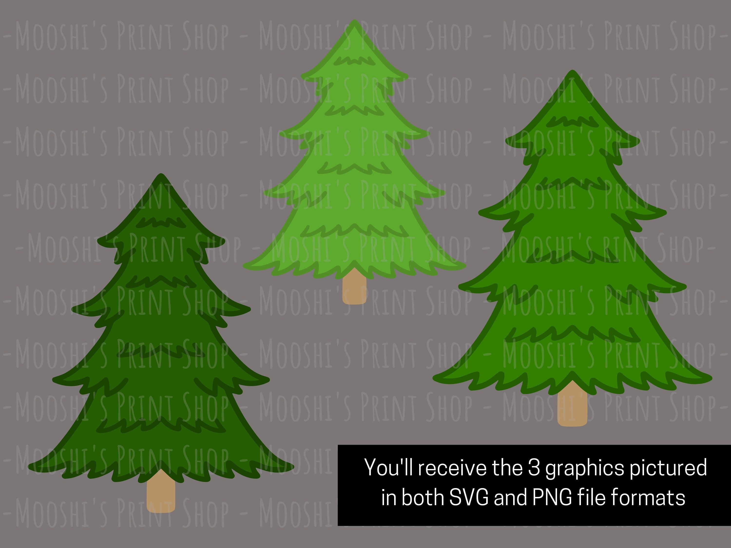 Evergreen Trees Clipart, Simple Christmas Holiday Pine Tree Graphics ...