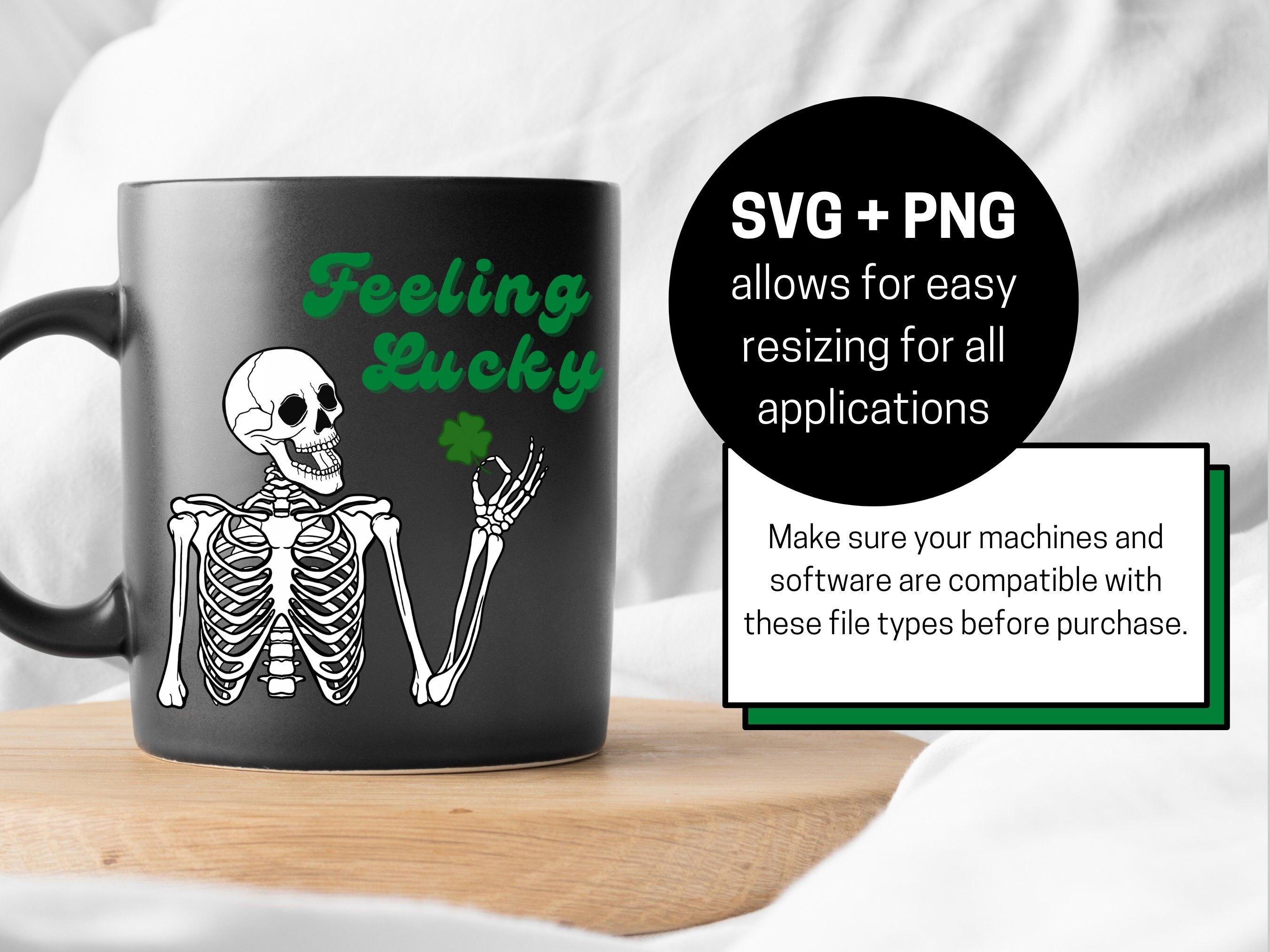 Skeleton Holding Clover SVG, "feeling Lucky" Saint Patrick's Day Image ...