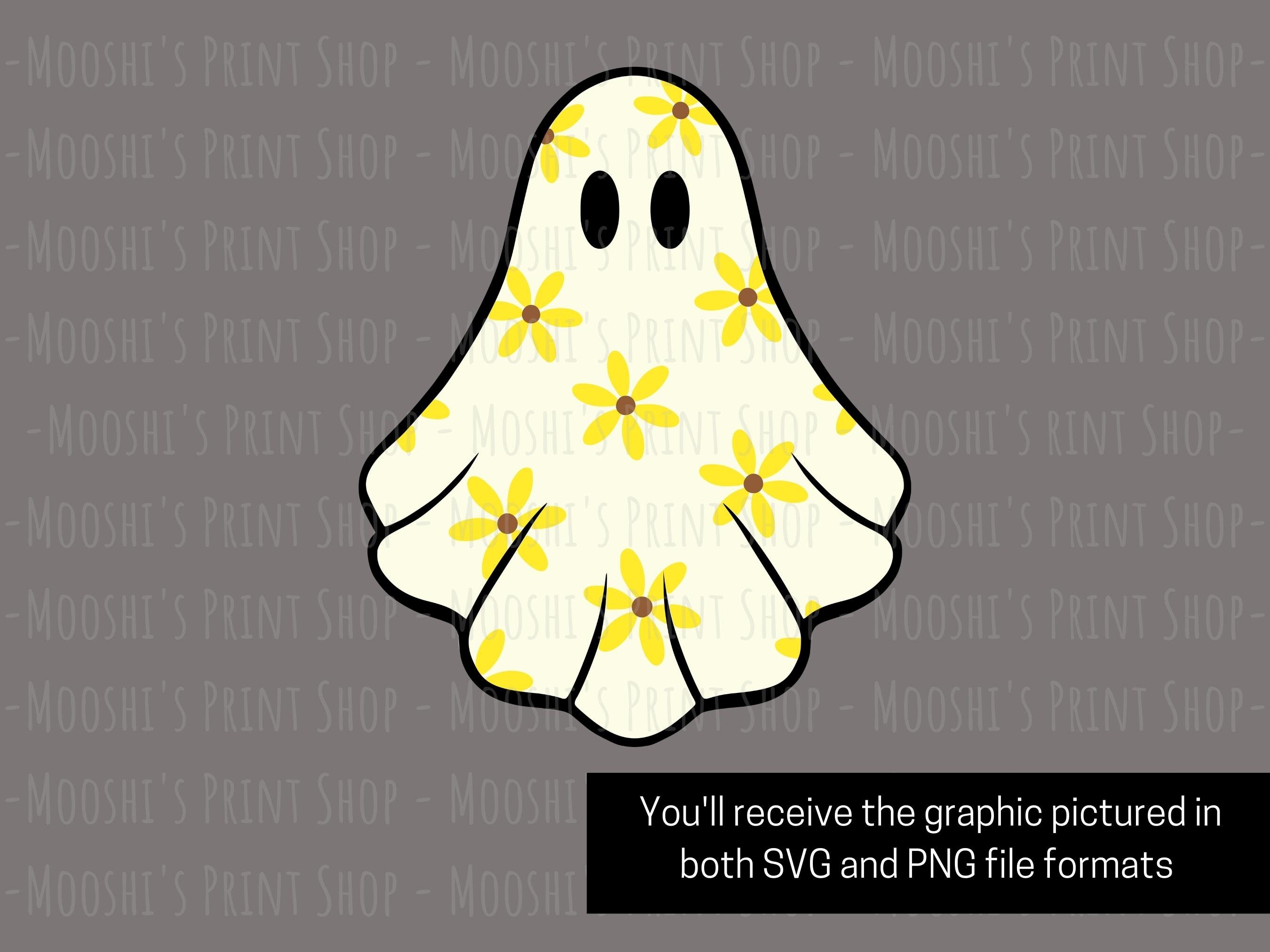 Yellow Daisy Ghost Clipart, Cute Flower Halloween Sunflower Floral ...