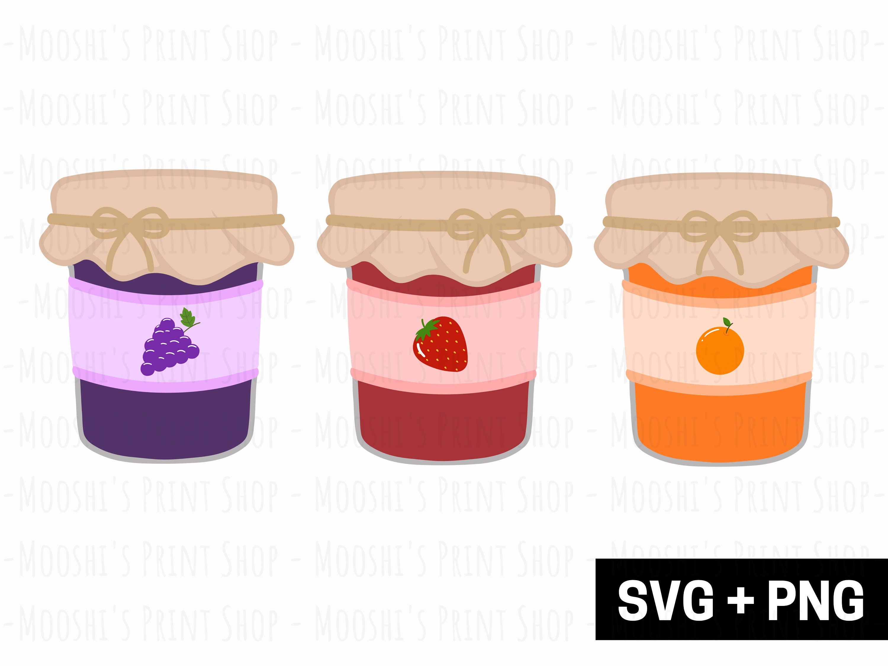 Jelly Jars Clipart Bundle, Grape Strawberry Orange Fruit Jam Marmalade ...