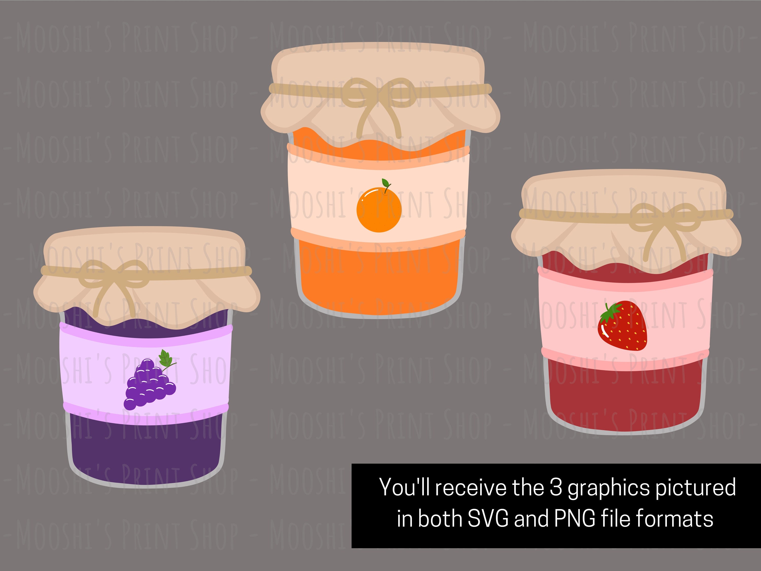 Jelly Jars Clipart Bundle, Grape Strawberry Orange Fruit Jam Marmalade ...