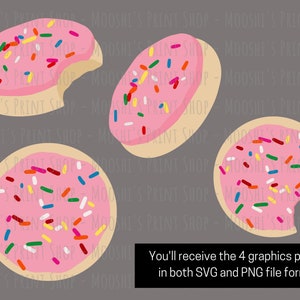 Soft Frosted Sugar Cookies Clipart, Pink Sprinkles Dessert Sweet ...