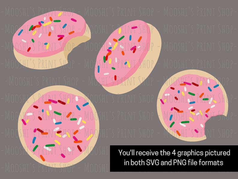 Soft Frosted Sugar Cookies Clipart, Pink Sprinkles Dessert Sweet ...