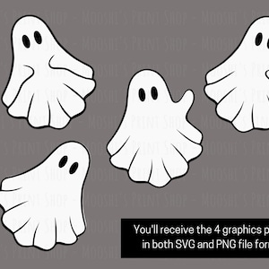 Ghost Clipart Bundle, White Spooky Season Halloween Ghost Outline ...