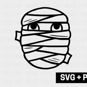 Mummy Face Clipart, Halloween Eyes Mouth Outline Simple Black ...