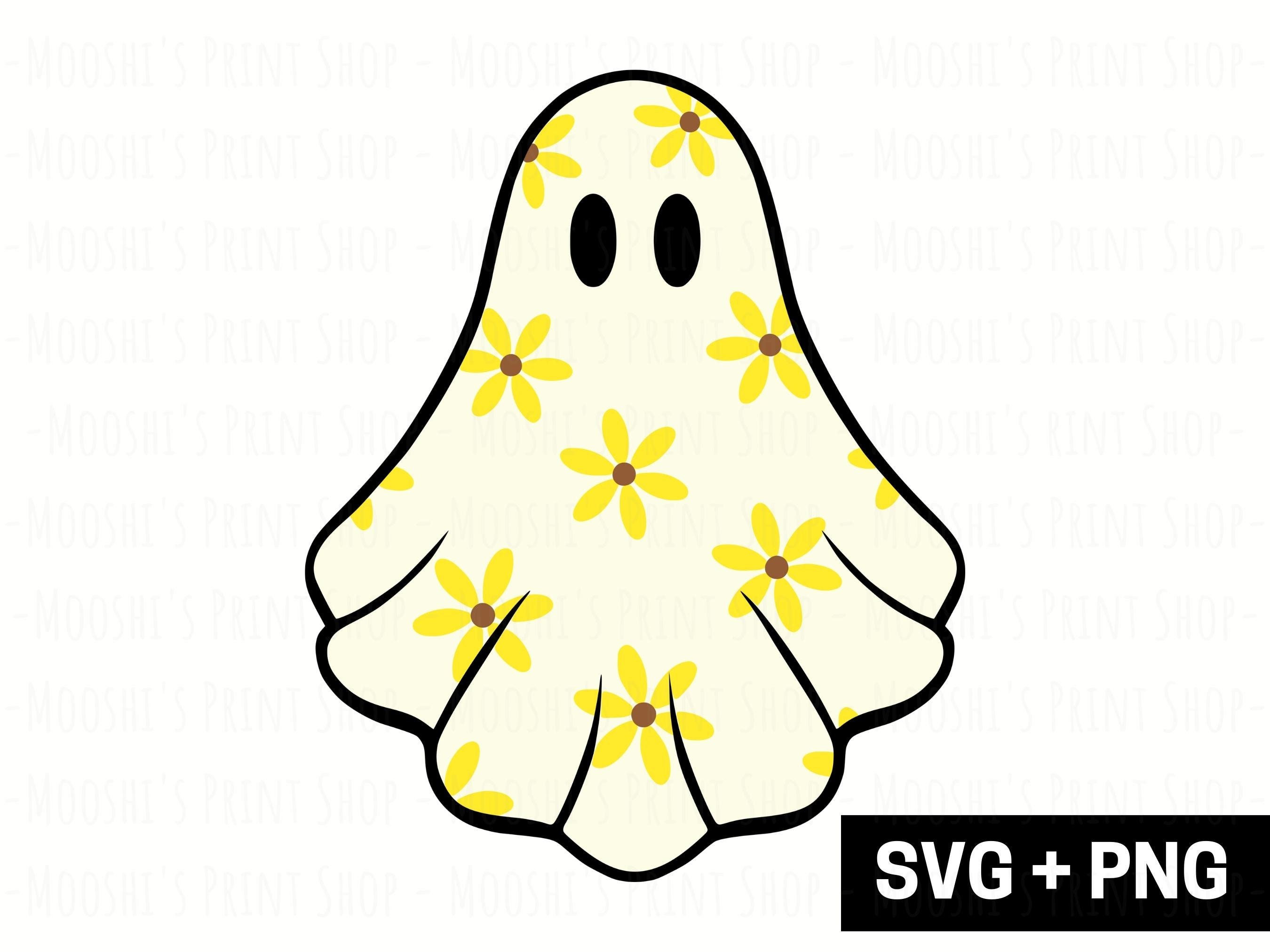 Yellow Daisy Ghost Clipart, Cute Flower Halloween Sunflower Floral ...