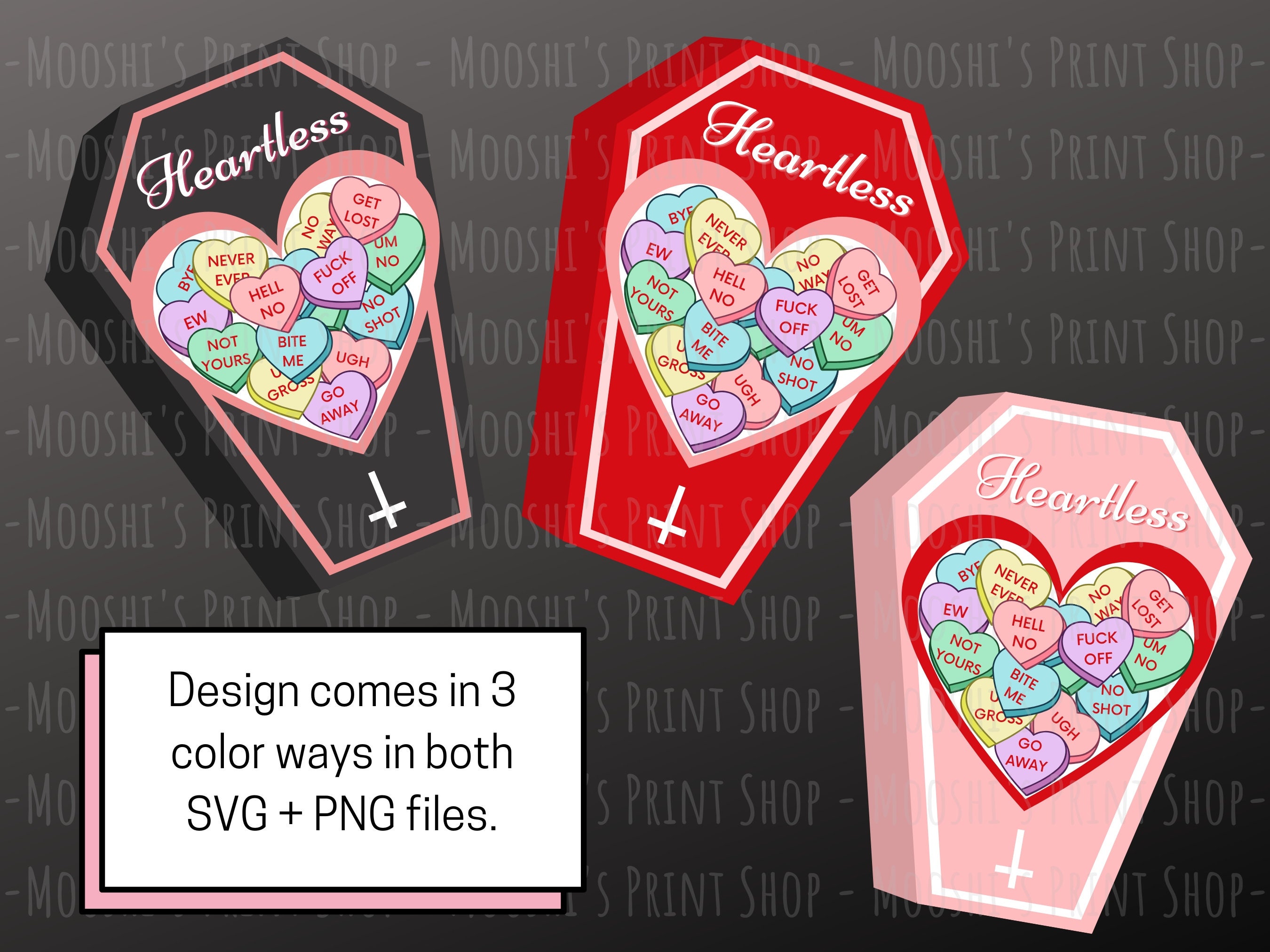 Cute Anti Valentine's Day Graphic, Spooky Goth Coffin Image SVG ...