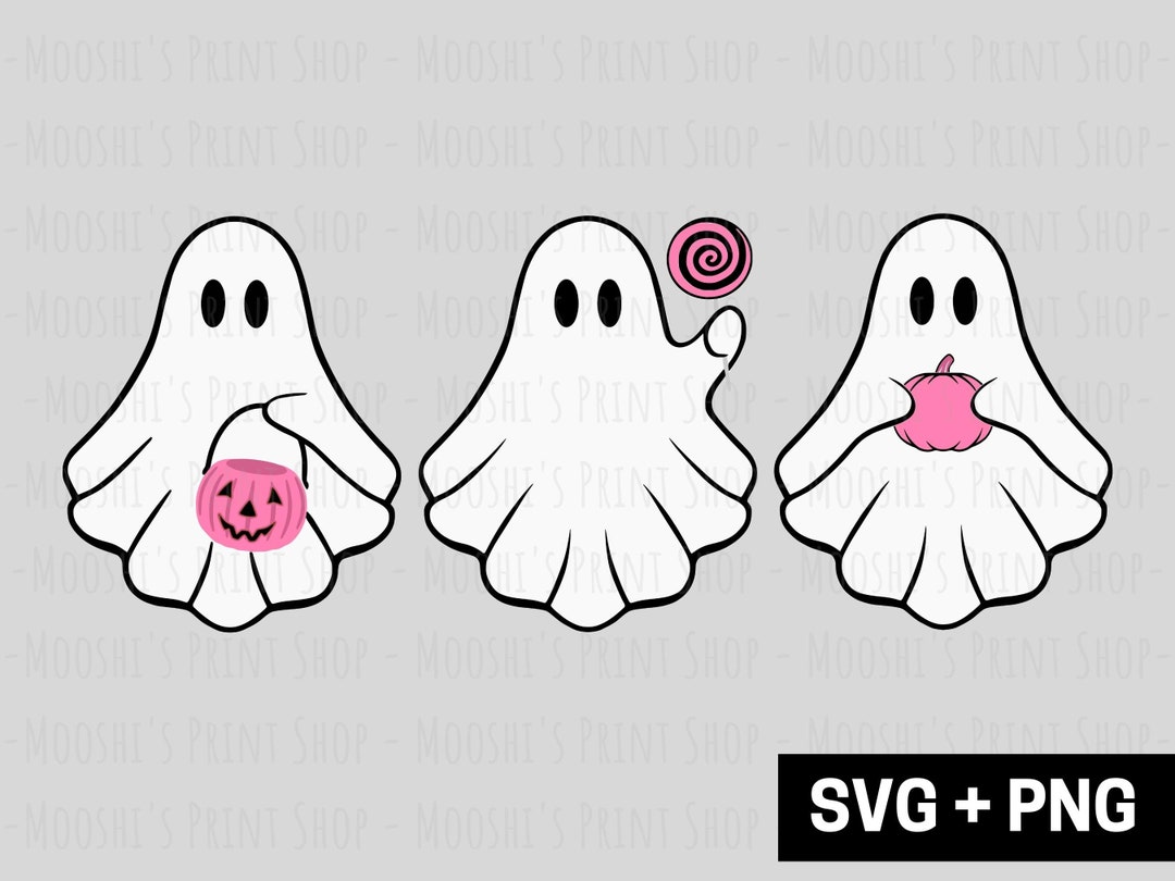 Pink Ghosty Clipart Bundle, Cute Trick or Treat Halloween Graphics ...