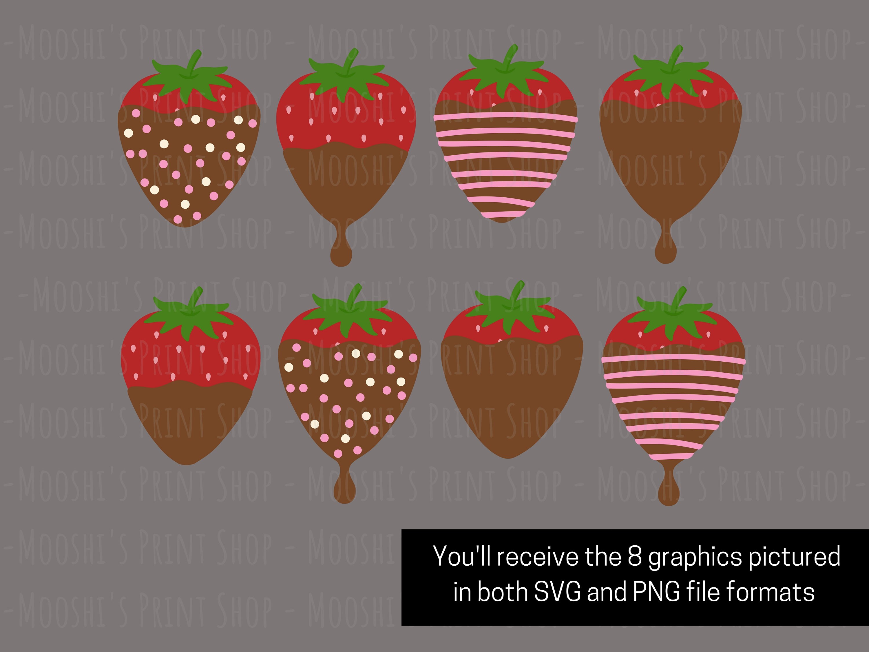 Pink Chocolate Covered Strawberries Clipart Bundle, Cute Valentine's ...