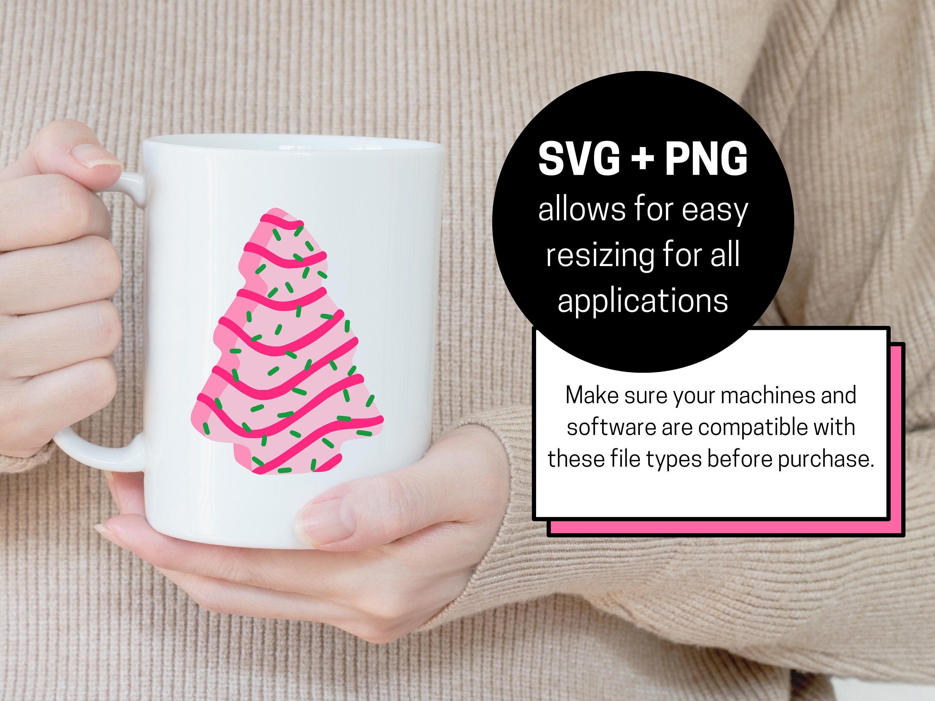 Pink Christmas Tree Snack Cake Clipart Bundle, Trendy Holiday Xmas ...