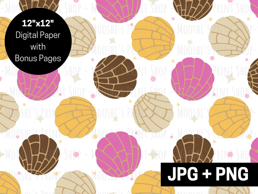 Cute Conchas Digital Paper, Pink Pan Dulce Mexican Sweet Bread Seamless ...