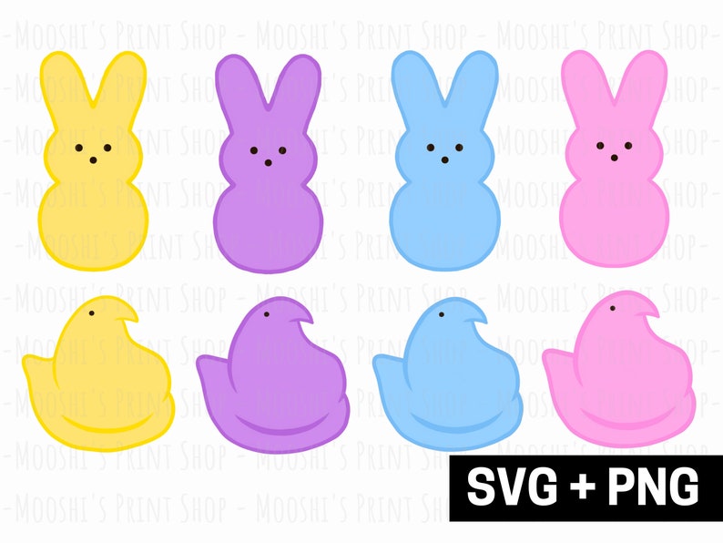Easter Marshmallow Clipart Bundle, Chick and Bunny Candy Design, Cute ...