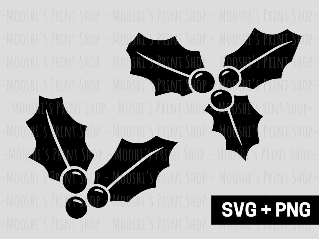 Holly Clipart, Christmas Holly Cutout, Holiday Easy Simple Silhouette ...